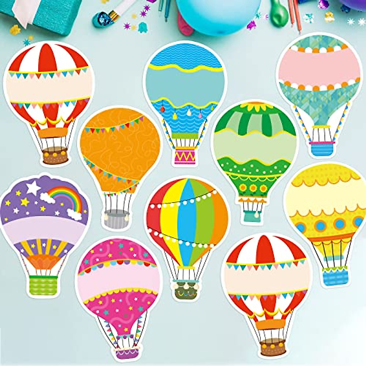 Colorful Hot Air Balloon Classroom Decorations - 45 Pcs Party Supplies