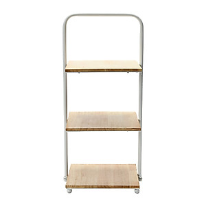 Creative Co-Op Modern Decorative 3 Shelves Solid Wood Kitchen Coffee or Tea Station and Plant Holder, White Tiered Tray