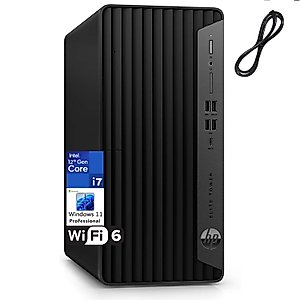 HP Elite Tower 800 Series 880 G9 Business Desktop Computer, 12th Gen Intel 12-Core i7-12700, 16GB DDR5 RAM, 512GB PCIe SSD, DVDRW, WiFi 6, Bluetooth, Keyboard and Mouse, Windows 11 Pro, BROAG Cable