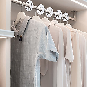 40 Pack Round White Plastic Clothing Size Closet Rack Dividers Hangers, Preprinted in 8 Sizes XXS, XS, S, M, L, XL, XXL, XXXL (Outer 3.5”, Inner Diameter 1.38”)