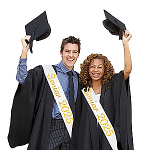 White Senior 2025 Satin Sash - 2025 Graduation Sash - Finally Graduated - Senior Cheer Sash - Cheerleader Sash - Competition Sash