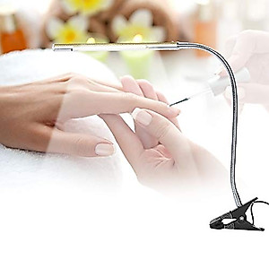 LED Clip Table Lamp - Portable Flexible Neck Desk Light for Tattoo/Manicure/Makeup USB Interface(Champagne Gold)