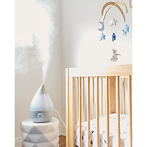 Crane Ultrasonic Cool Mist Humidifier for Bedroom, Baby Nursery, Kids Room, Plants, or Office, Large 1 Gallon Tank, Filter Optional, Grey