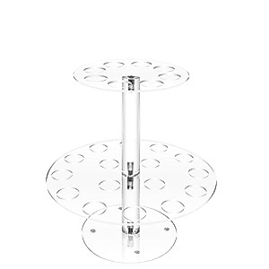 TOOPILAT Ice Cream Cone Holder,2-Tier Acrylic ice Cream Stand.Acrylic Ice Cream Cone Holder Stand with 24 Holes Waffle Cone Displaying Stand for Party