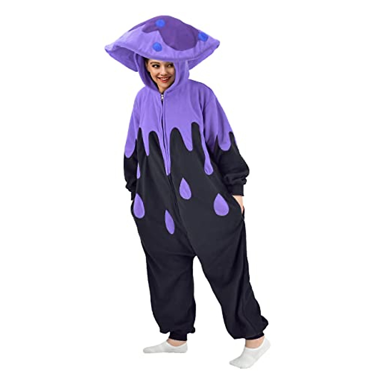 XIGUAGUO Adult Cartoon Mushroom Onesie Costume Animal Cosplay Christmas Homewear Pajamas Sleepwear for Women and Men