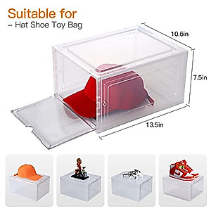 Hat Organizer Box for Baseball Caps (3 Pack) - Transparent Hat Display, Stackable Dust Hat Rack with Magnetic Door, Easy to assemble stylish hat stand for stylish hat display（transparent）