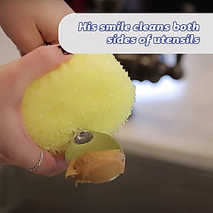 Scrub Daddy Smiling Scrubber, Grey - Scratch-Free Multipurpose Dish Sponge - BPA Free & Made with Polymer Foam - Stain, Mold & Odor Resistant Kitchen Sponge (1 Count)