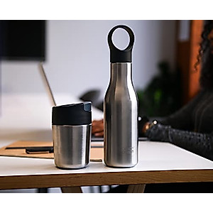 Joseph Joseph Refill Reuse Repeat 2-piece Travel Mug & Bottle Set, Stainless Steel, reusable coffee cup and insulated thermal bottle