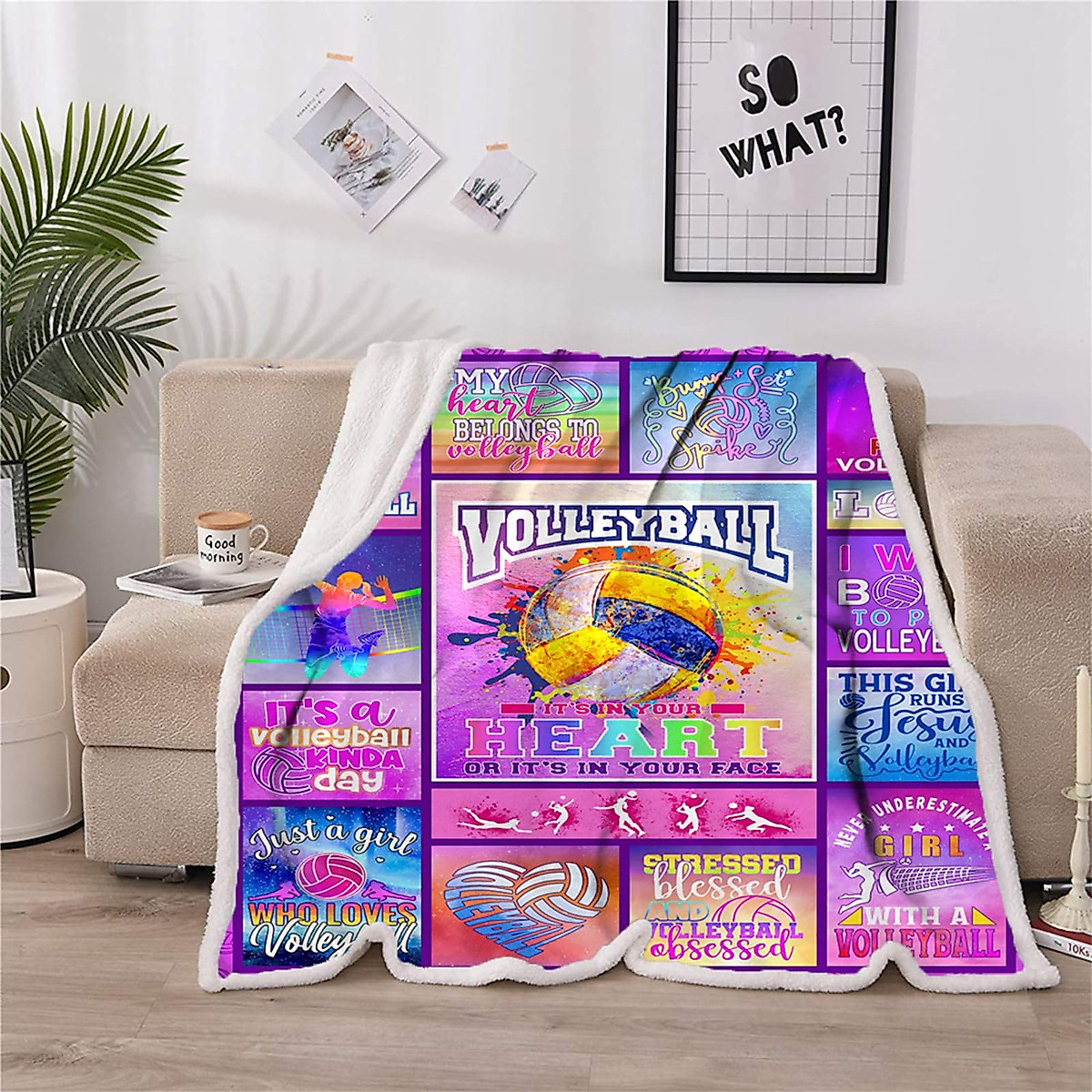 Volleyball Gifts for Teen Girls, Volleyball Blanket Gifts, Best Team Gifts for Volleyball Players, Volleyball Gift Ideas, Soft Warm Cozy Fuzzy Throw Blanket for Home Couch Sofa Bed 50"x 60"