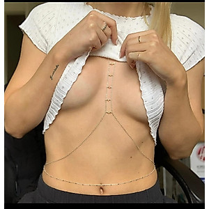 Body Chain for Women, Beach Bikini Bra Chain, sexy Gemstone Body Jewellery, Layered Gold Waist Chain