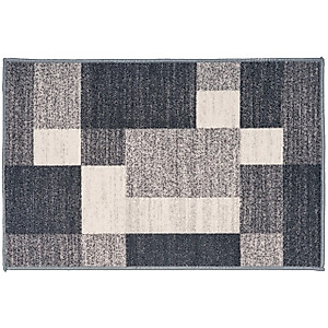 Rugshop Modern Boxes Design Non-Slip (Non-Skid) Area Rug 20" X 30" Gray