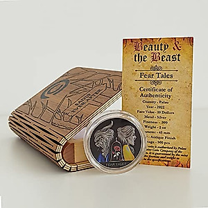 2022 DE Fear Tales PowerCoin Beauty And The Beast 2 Oz Silver Coin 10$ Palau 2022 Antique Finish