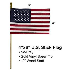 GIFTEXPRESS Set of 12, Proudly Made in U.S.A. Small American Flags 4x6 Inch/Small US Flag/Mini American Stick Flag/American Hand Held Stick Flags Spear Top