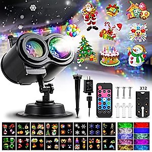 Christmas Projector Lights Outdoor Waterproof: Snowflake Holiday Projector Light with Remote Control - 26 HD Effects (3D Ocean Wave&Patterns) Projector Light for Xmas Holiday Party Garden Decorations