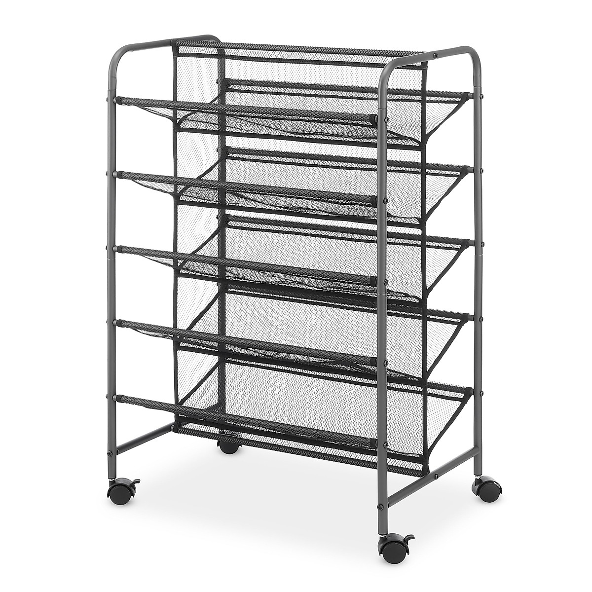 Whitmor 5-Tier Double Sided Shoe Cart, Gunmetal