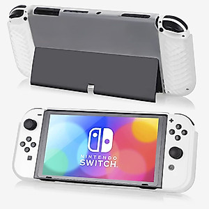 findway Switch OLED Case Compatible with Switch Cover Case Accessories Soft TPU Crystal Clear Transparent Shock Absorption Technology Bumper Protective for Switch OLED Model