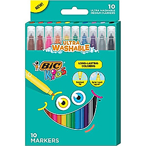 BIC Kids Coloring Markers, Medium Tips, 2 Packs of 10 Markers, Assorted
