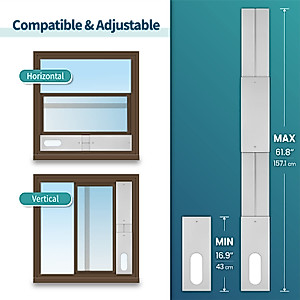 Park Sung Portable Air Conditioner Window Seal Plates Kit for Exhuast Hose Couplers of 5.1''/130 mm, Compatible with 43cm -120cm/ 16.9 inches- 47.2'' Length Horizontal or Vertical Windows,3 X Boards
