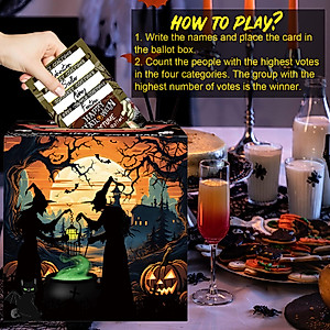 Halloween Costume Contest Ballot Card Box, 50 Ballot Voting Cards, Cast Votes for Your Favorite Costumes, Decorative Halloween Card Box for Game, Party, Home, Work, School, Bar Costume Parties Decor