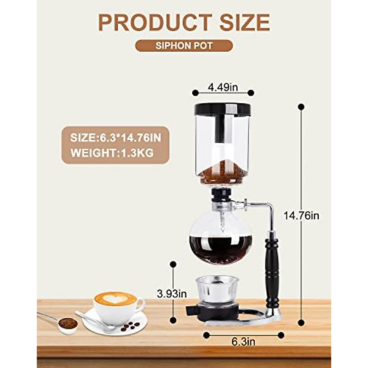 YUCHENGTECH Siphon Syphon Coffee Maker Tabletop Glass Siphon Pot Glass Technica Syphon Coffee Maker Siphon Vacuum Coffee Maker(5 Cups(600ml))