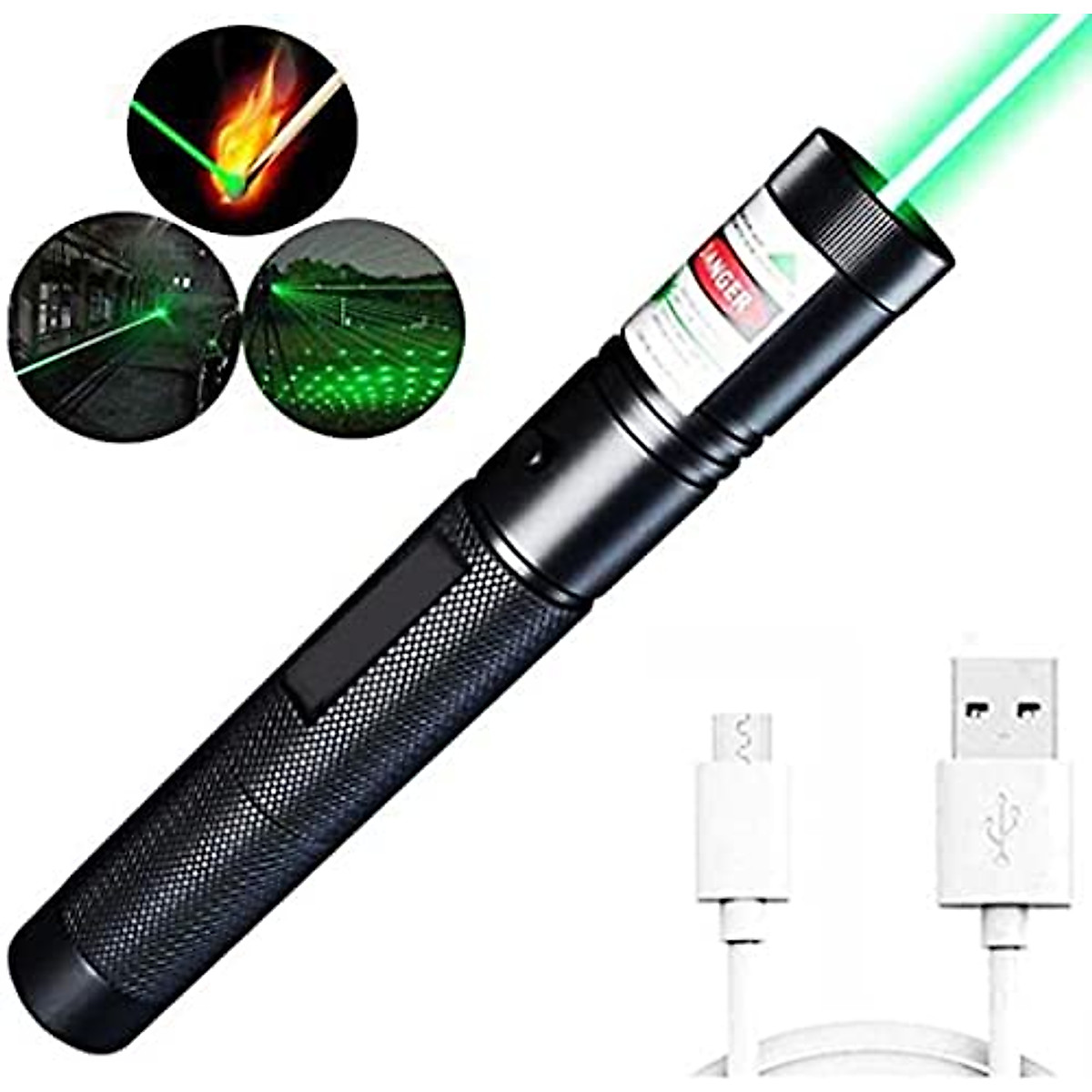 Green Laser Pointer, Long Range Green High Power USB Rechargeable Laser Pointer Pen for presentations Astronomy Hunting
