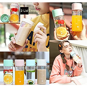 SEAYIN Kleine Wasserflasche für Kinder, 350 ml, für Schule, Mittagessen, niedliche Mini-Kawaii-Crunch-Tassen, tragbare Müsli-Tasse, Snacks (350 ml, grün-weiß)