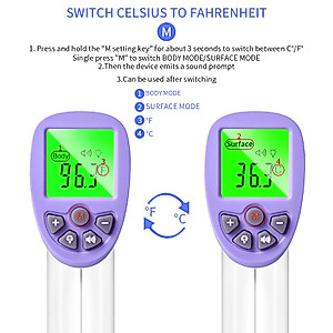 Forehead Thermometer, Non-Contact Infrared Adult and Child thermometers, with Fever Alarm, Accurate Reading and Memory Function, for Indoor and Outdoor use, 1 Second Results