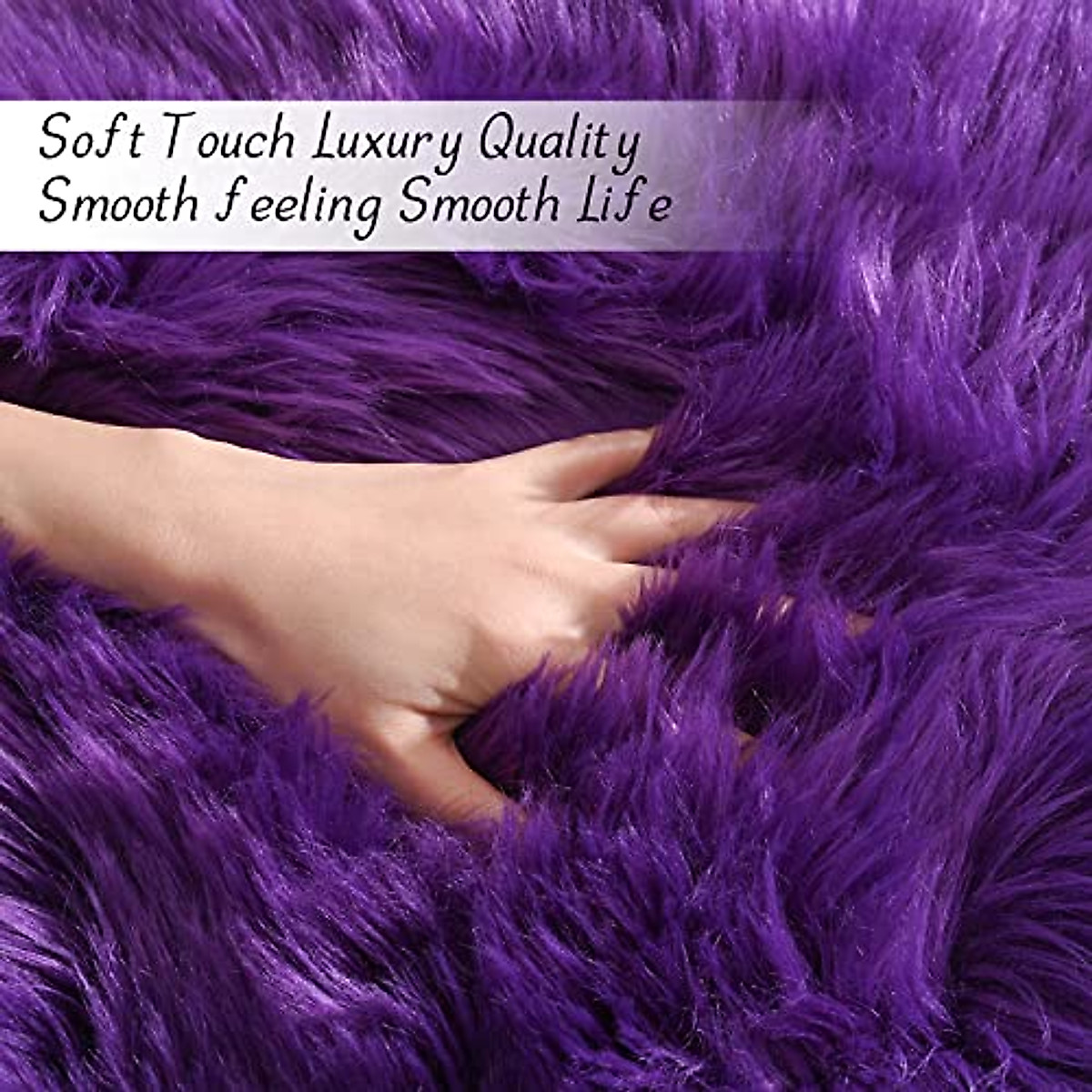 BENRON 3x5 Area Rug,Purple, Faux Sheepskin Rugs for Bedroom Living Room, Plush and Soft Carpets Door Mat Table Tops Sofa Covers Luxury Home Decor