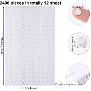 2400 Pieces Foam Dots Dual-Adhesive 3D Foam Tapes Foam Pop Dots Adhesive Mount for Craft DIY Art or Office Supplies, 12 Sheets, Round (0.31 Inch)