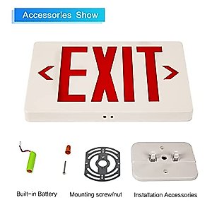 EXITLUX 2 Packs LED Exit Lights with Emergency Lights-Double Face Two LED Adjustable Head Emergency Exit Lights with Battery Backup Dual LED Lamp ABS Fire Resistance UL Listed 120-277VAC.…