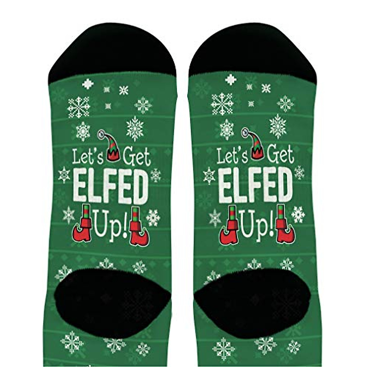 Elf Gifts Let's Get Elfed Up Elf Crazy Socks Punny Christmas Accessories 1-Pair Novelty Crew Socks