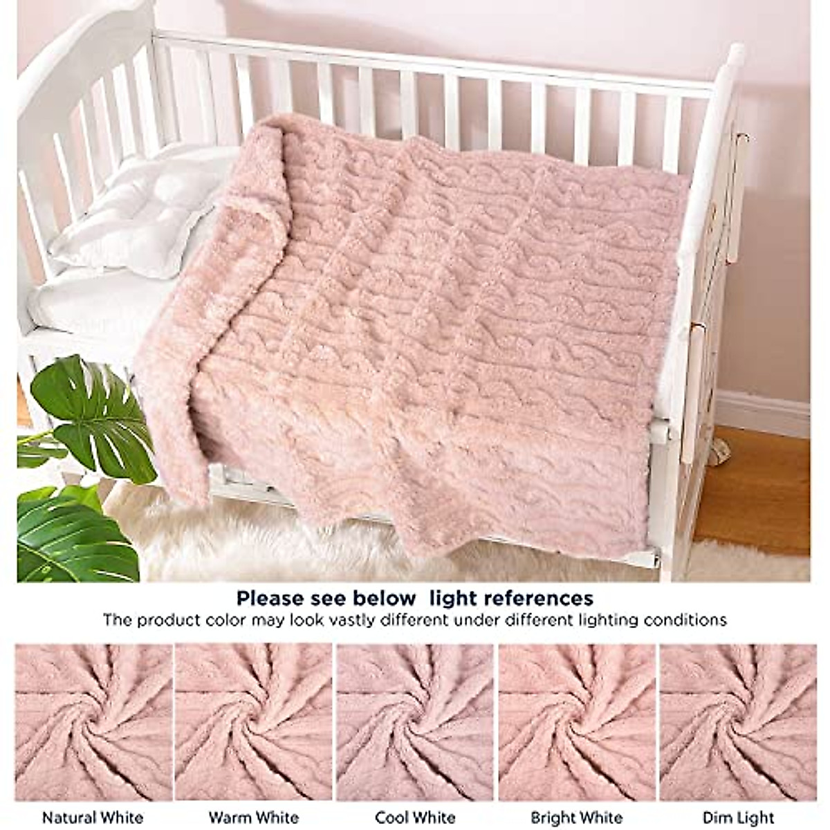 Baby Blanket for Girls Toddlers 3D Fleece Fluffy Fuzzy Blanket for Baby, Soft Warm Cozy Fleece Blanket, Infant or Newborn Receiving Blanket (30x40inch, Pink)
