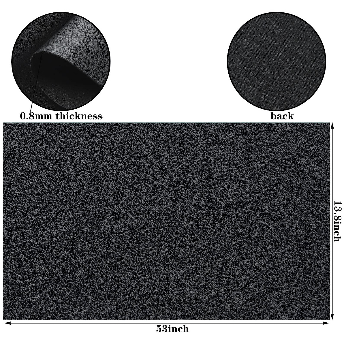 Picheng Smooth Solid Color Faux Leather Sheets 13.8"X53"(35cmX135cm),Soft Faux Leather Roll Very Suitable for Making Crafts,Leather Earrings, Bows,Sewing DIY Projects (Black)
