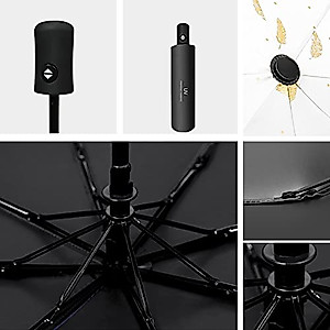 2 PACKS Automatic Open Close Anti-UV& Windproof & Water-Resistant Foldable Umbrella,Black&Light Green