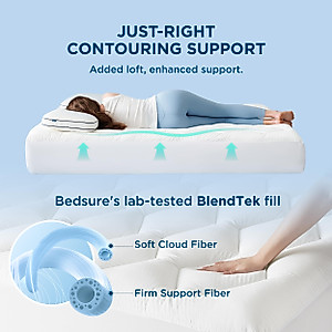 Bedsure Breescape Mattress Pad Full Size, Thick Quilted Mattress Cover Padded, Cooling Pillow Top Full Mattress Topper, with a Deep Pocket Fitted to 8"-21" Mattresses