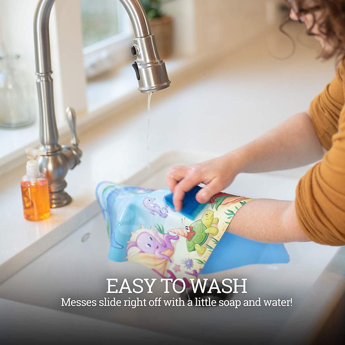 Klean Kids [2 Pack] Silicone Placemats for Toddlers (Mermaid and Princess) - Non Slip 2-Pack with Travel Bag - Princess & Mermaid - Baby Placemats That Stick to Table for Baby