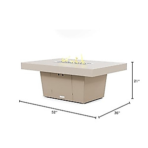 COOKE Palisades Rectangular Fire Pit Table - 52x36 - Chat Height - Natural Gas - Beige Powdercoat Top with 6cm Edge - Beige Powdercoat Base