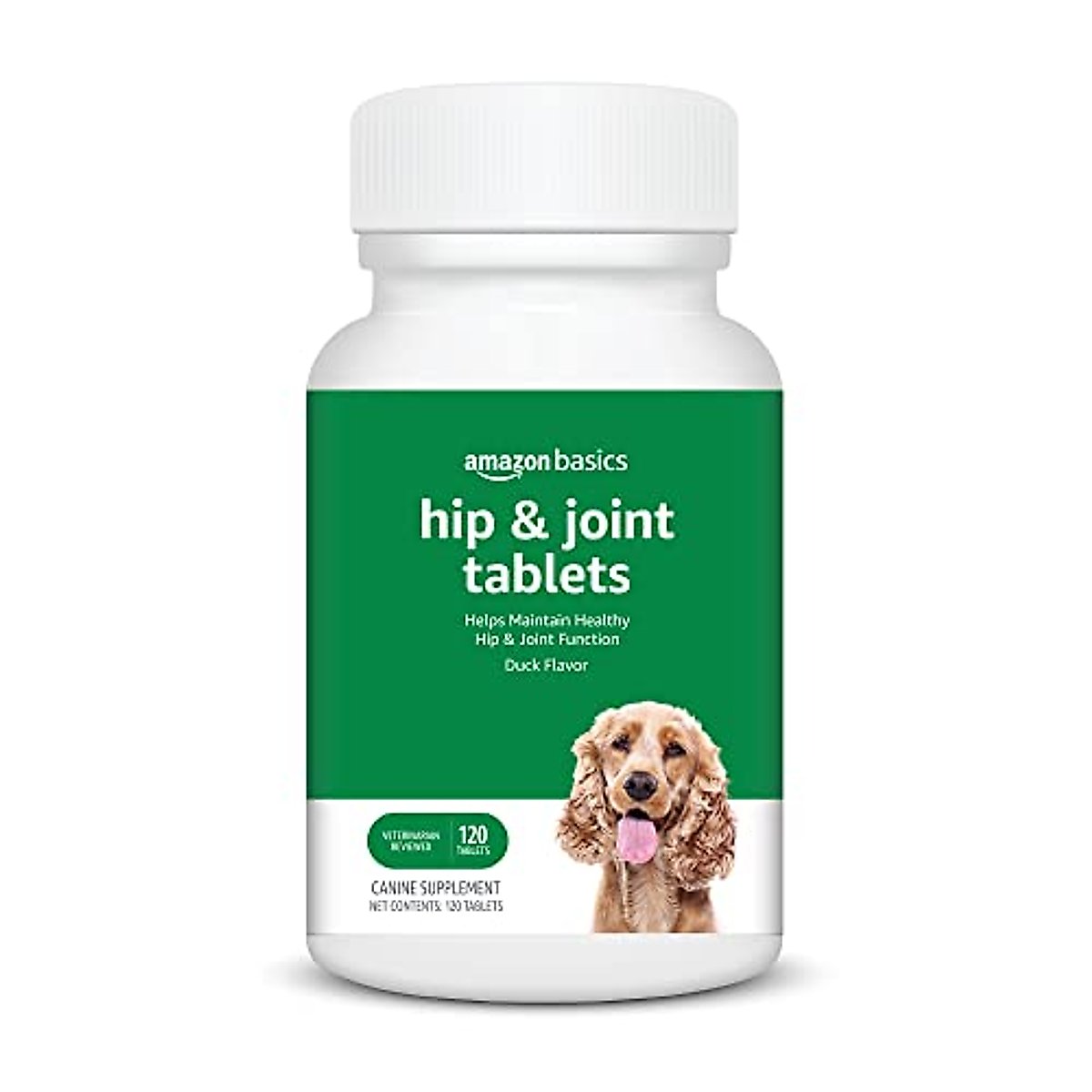 Amazon Basics Dog Hip & Joint Chewable Tablets, Duck Flavored, 120 Count (Previously Solimo)