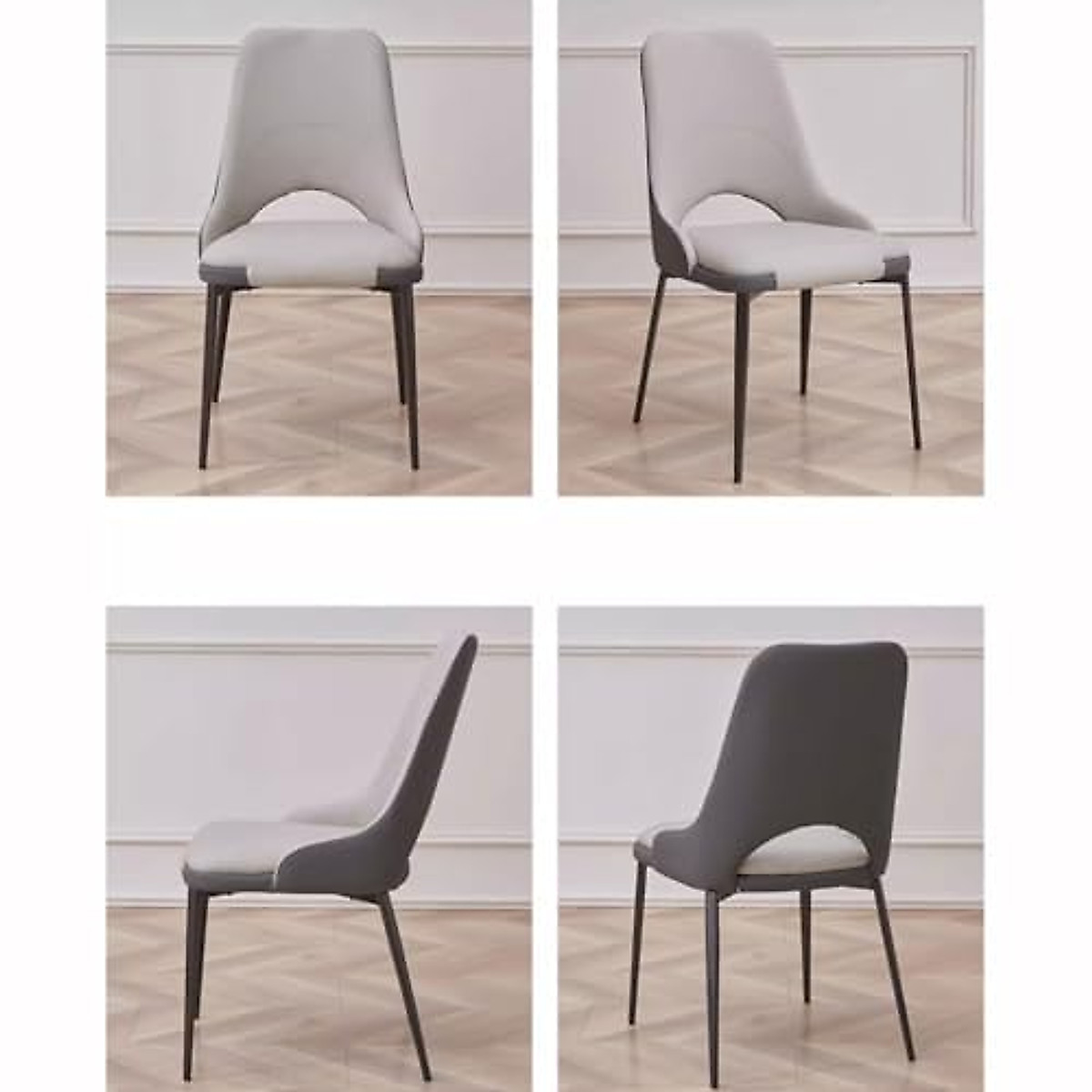 AMENAS WKWKW Kitchen Kitchen Dining Chairs Set of 4 Faux Leather Living Room Side Chairs with Metal Chair Legs for Home Commercial Restaurants(Premium Gray)