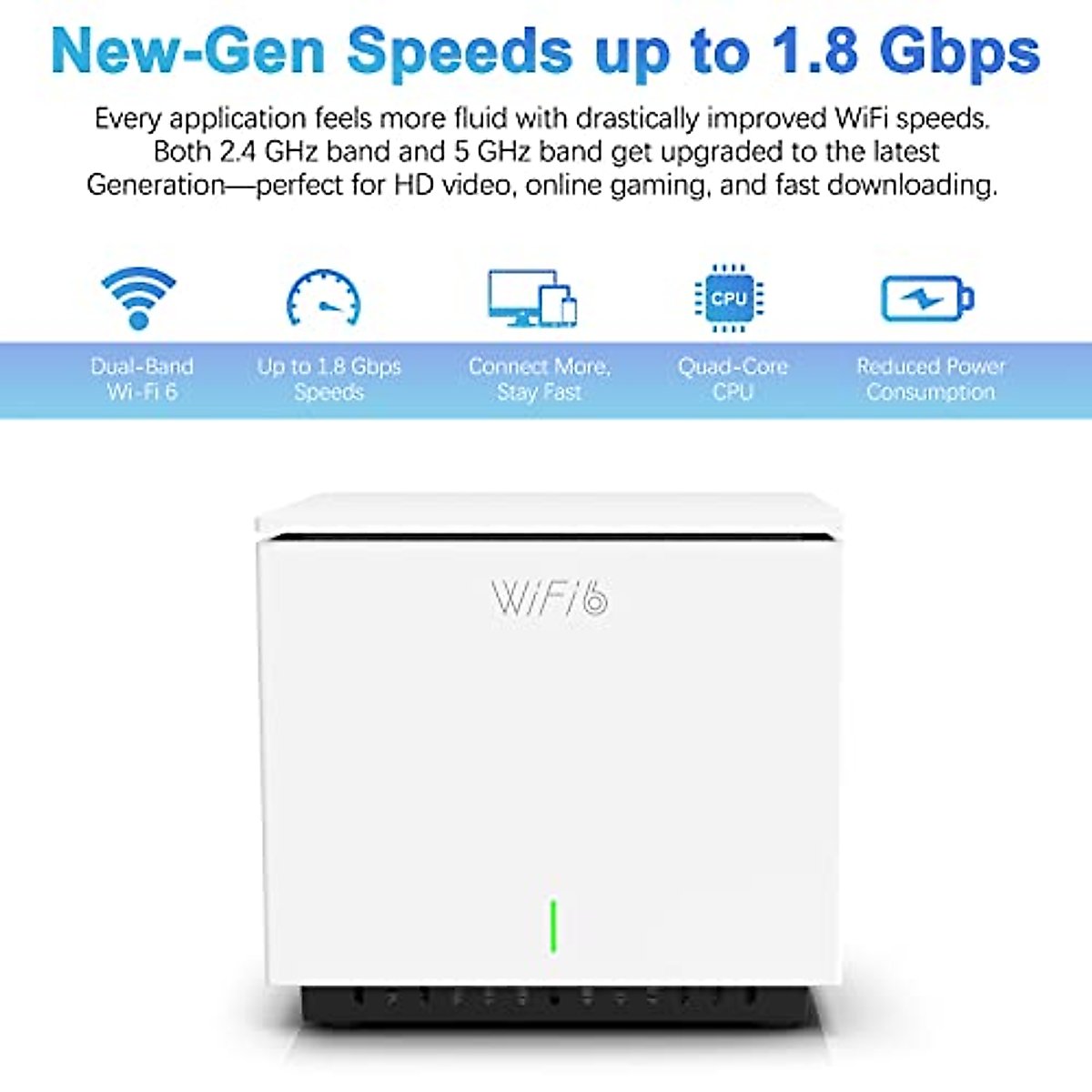 WiFi 6 Router AX1800 Wi-Fi Router -802.11ax Router, Dual Band Gigabit Router, High-Speed Router for Streaming,Up to 1200 Square Feet Coverage 4 Rooms & 64 Devices