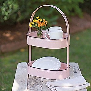 CTW Home Collection 370424 Two-Tiered Oval Tray, 19.5-inch Height, Pink