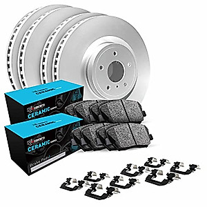 R1 Concepts Front Rear Brakes and Rotors Kit |Front Rear Brake Pads| Brake Rotors and Pads| Ceramic Brake Pads and Rotors |Hardware Kit|fits 2006-2018 Lexus HS250h; Toyota RAV4