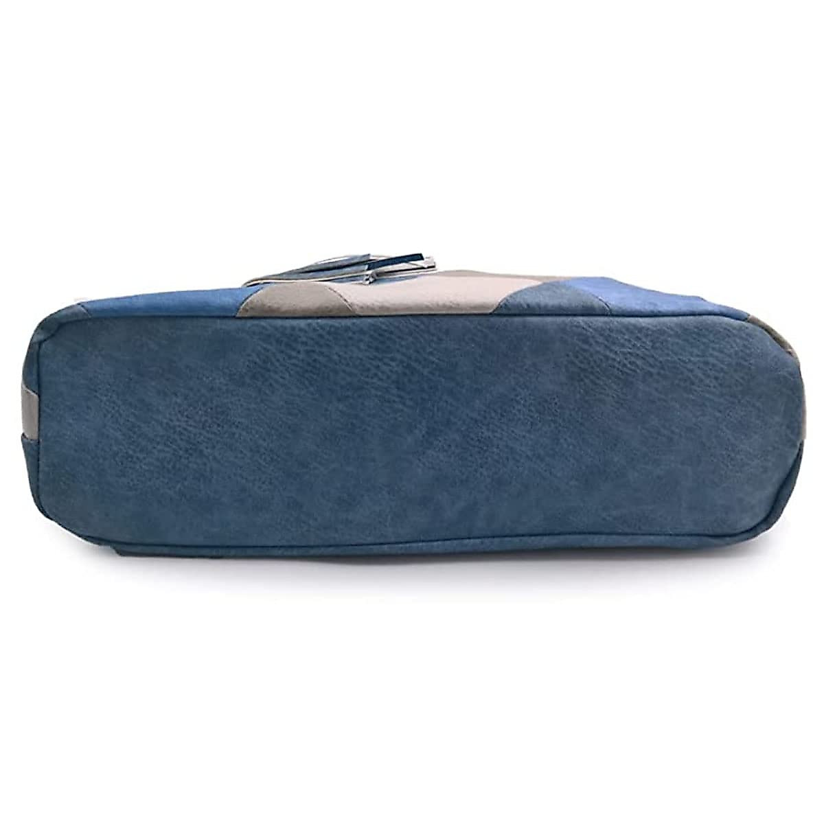 XingChen Hobo Bags for Women Patchwork Color Faux Leather Purses and Handbags Hobo Purse with Tassel(Blue)