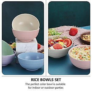 Hemoton 10pcs Unbreakable Cereal Bowls Wheat Straw Fiber Dishwasher and Microwave Safe Bowls for Dinner Dessert Rice Soup Pink Blue Beige Green Purple