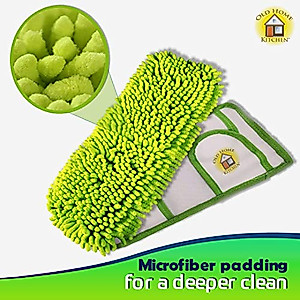 Reusable Chenille Mop Pads | Washable Pads for Standard Mop Heads | Swiffer Compatible Dry Mop for Dust, Pet Hair, and Light Spills | Washable Microfiber Mop Head Replacement - Set of 2