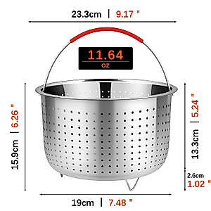 REDANT Steamer Basket for Instant Pot Accessories 8 qt, Pot Strainer Steamer for cooking, Steam Basket Stainless Steel Steamer Insert for Vegetables, Egg, Pasta (Free 2 Pcs silicone gloves), 8 Quart