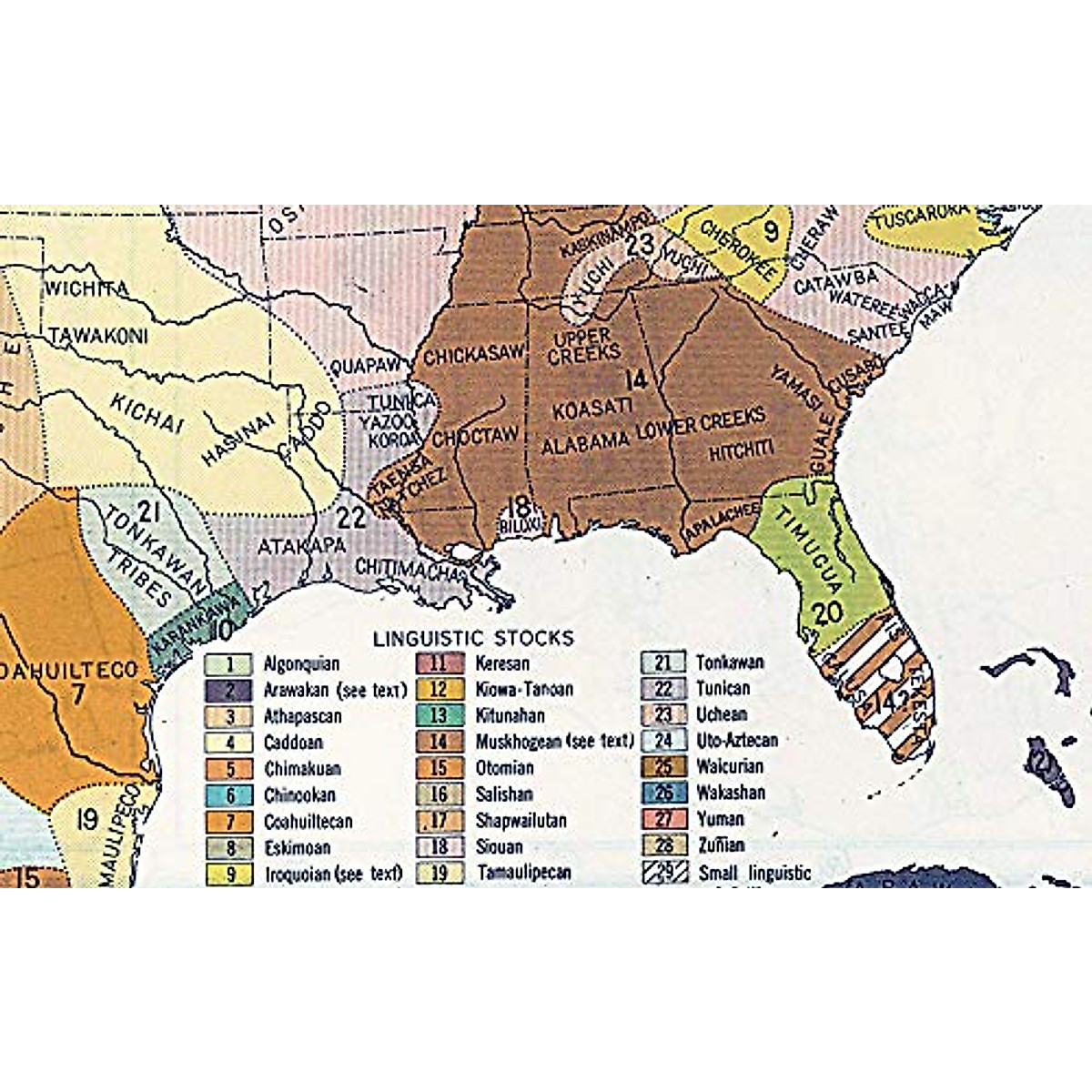 Historical Poster |1650 US Map Native American Indian Tribes Languages (16"x23")