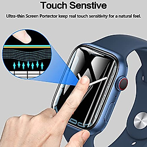 YMHML [2 Pack] Screen Protector for Apple Watch Series 8 Series 7 45mm, 3D Curved Full Coverage Ultra Thin Soft Protector Film for iWatch S7 45mm