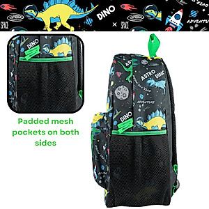 RALME Space Dinosaur Backpack for Boys, 16 inch, Black