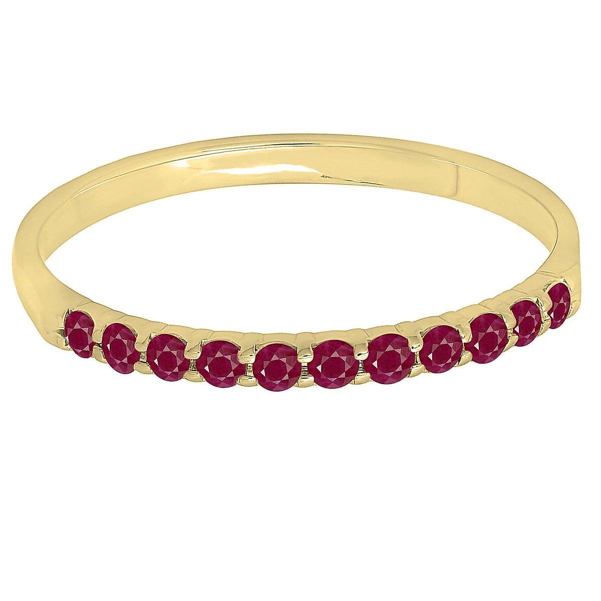 Dazzlingrock Collection Round Ruby Stackable Wedding Band for Women for Women in 10K Yellow Gold, Size 6.5